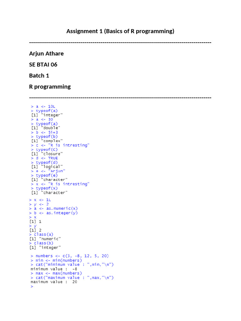 R Assignment 1 | PDF