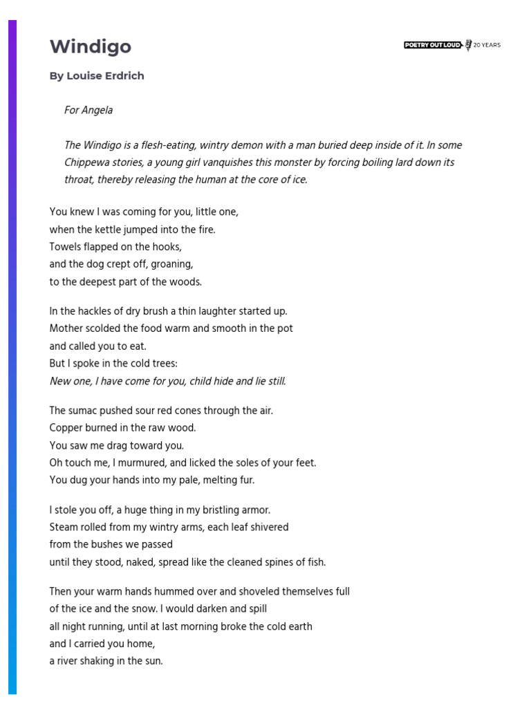 Windigo - Poetry Out Loud | PDF