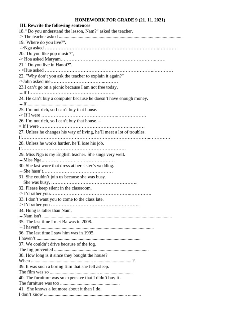Grade 9 English Homework Exercises | PDF | Recycling | Waste
