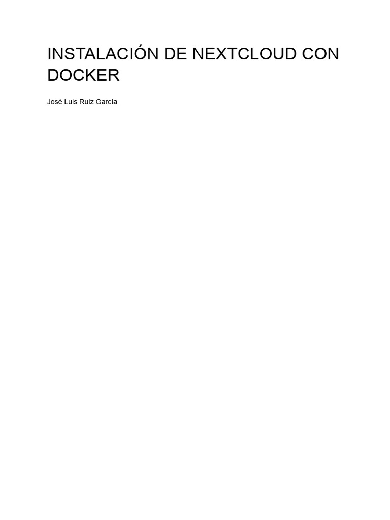 Instalar Nextcloud con Docker fácilmente | PDF | Interoperabilidad | Desarrollo de software