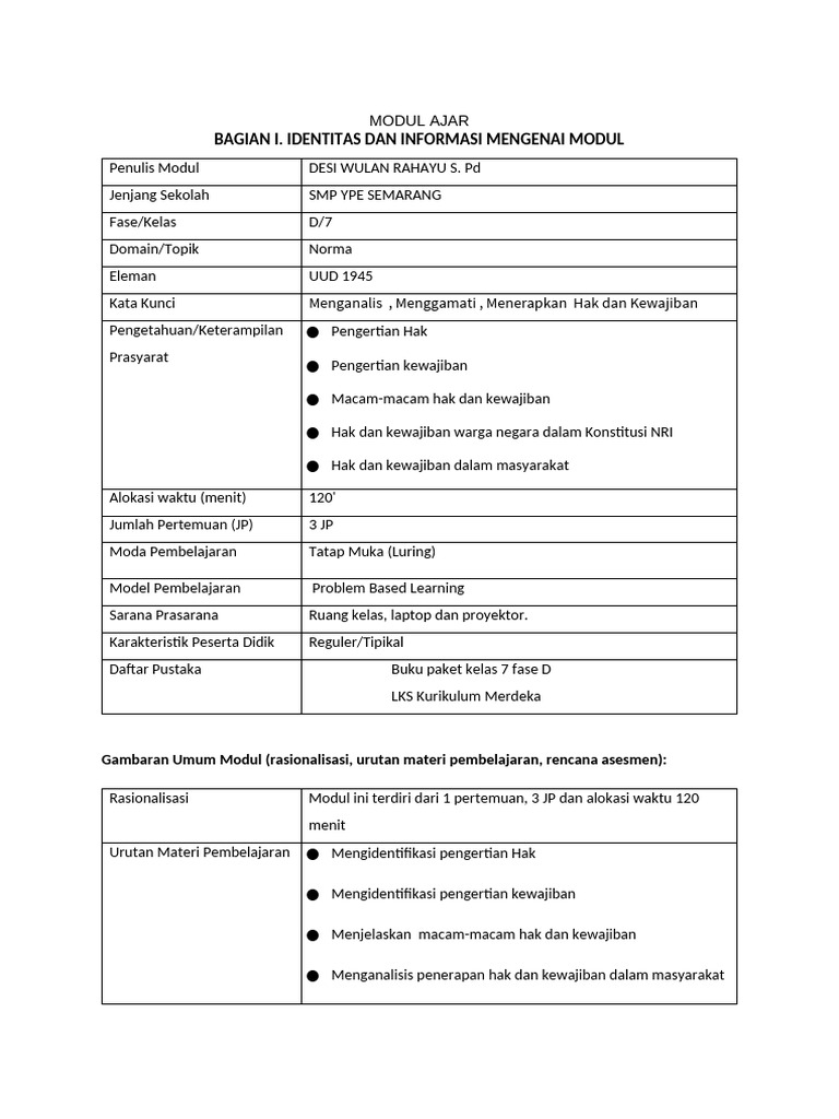 MODUL AJAR 2.3 (Repaired) | PDF