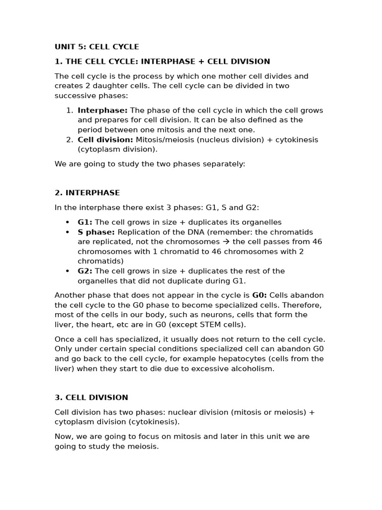 UNIT_5_Cell_cycle | PDF | Meiosis | Mitosis