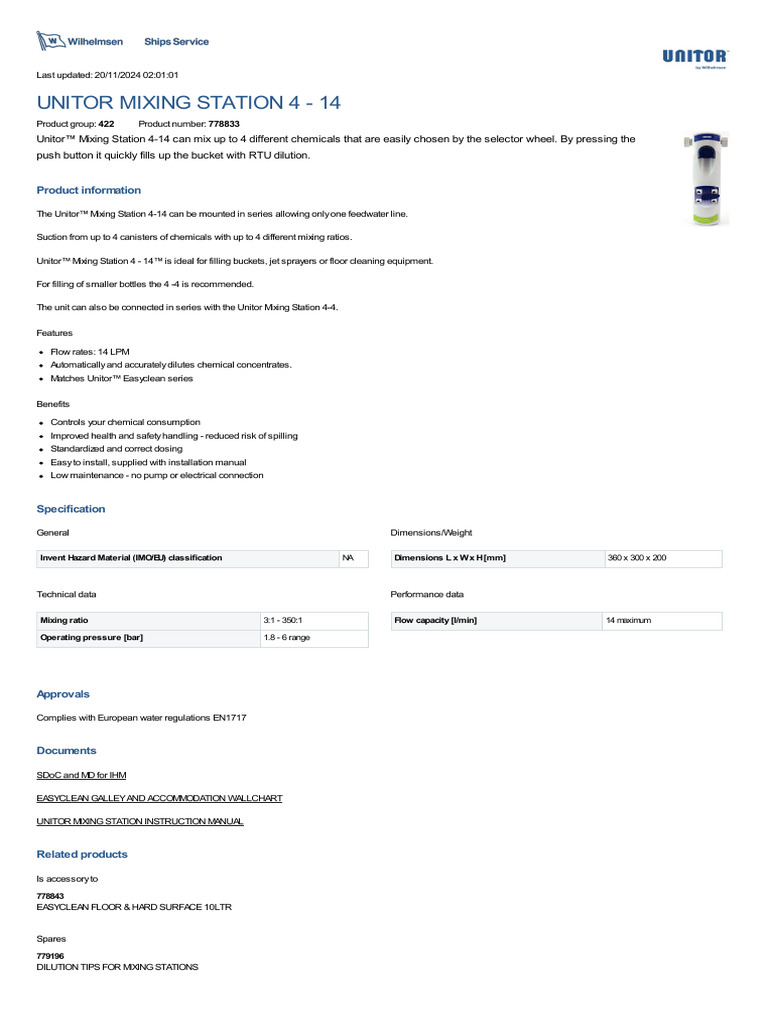 Unitor Mixing Station 4 - 14 | PDF | Equipment