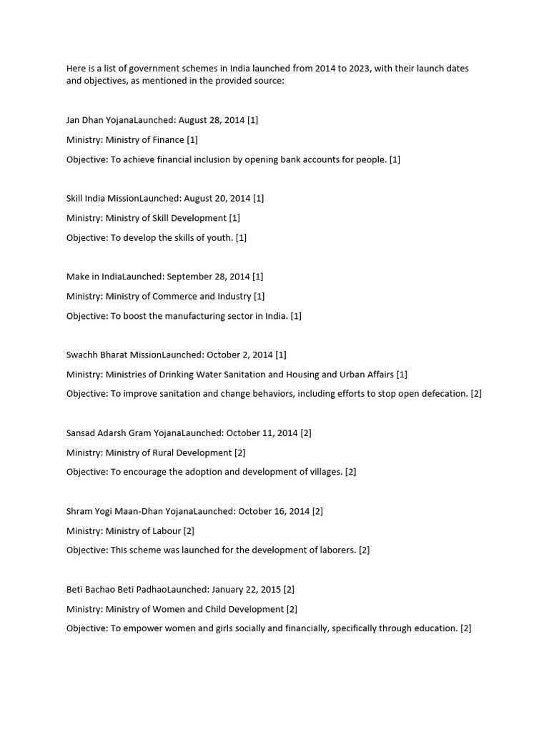 Modi Government Schemes 2014-2023 | PDF | Government Of India
