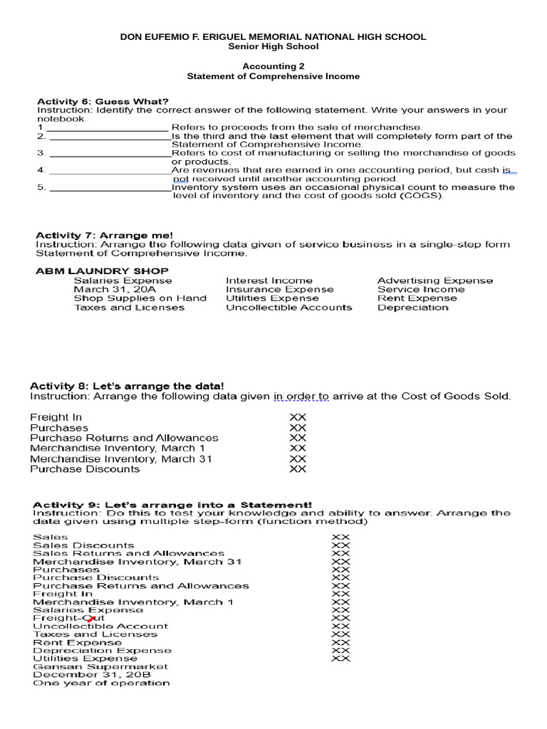 Activities SCI 2 | PDF