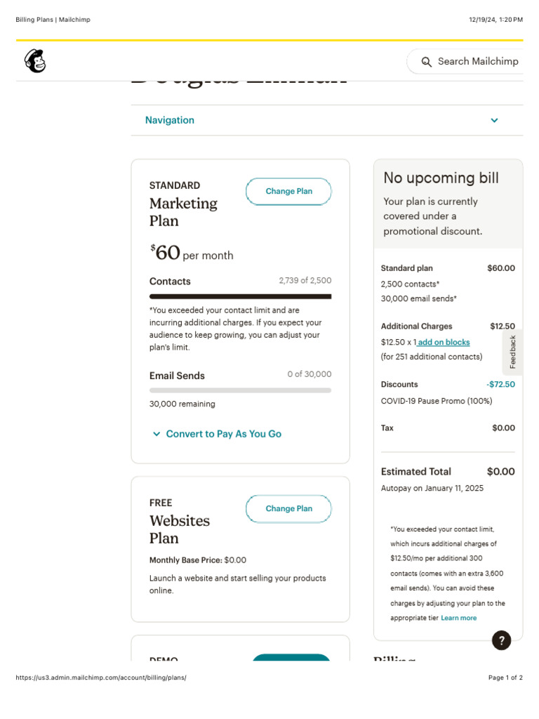 Billing Plans | Mailchimp | PDF