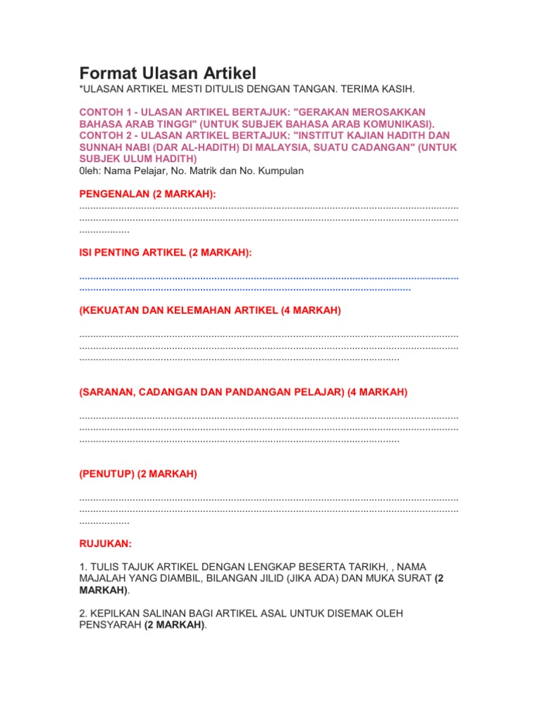 Format Ulasan Artikel | PDF | Foreign Language Studies | Home & Garden