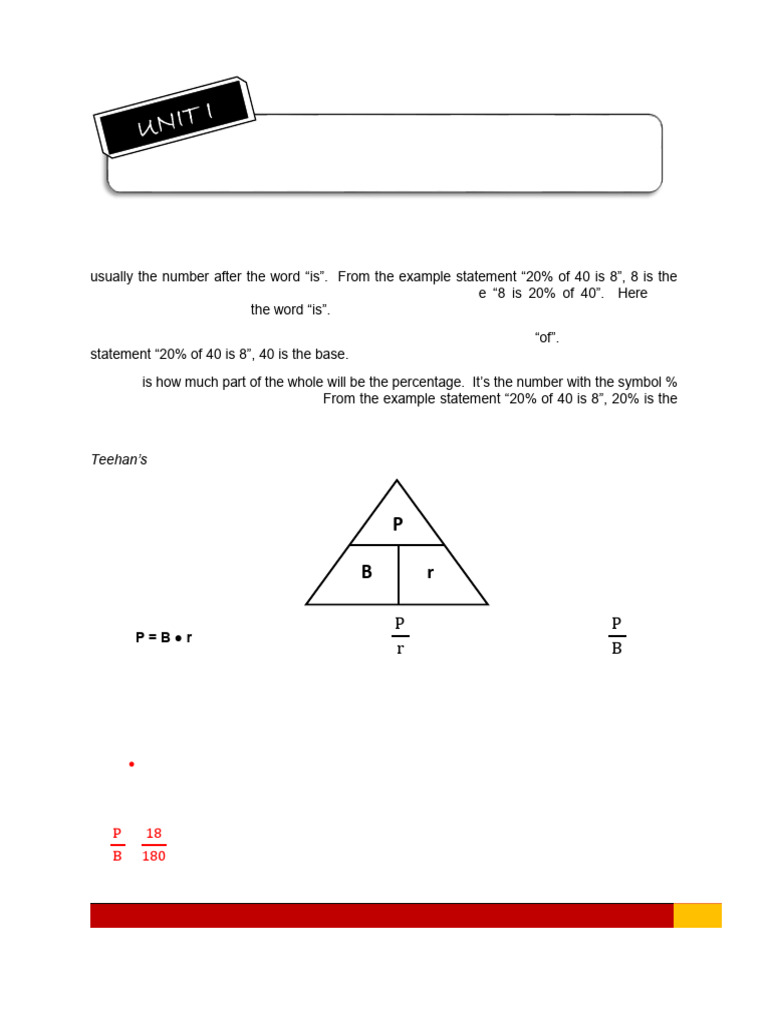 BMS 8 Unit 1 Lesson 4 Percentage Base and Rate | PDF | Percentage ...
