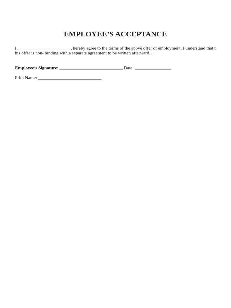Employment Acceptance | PDF