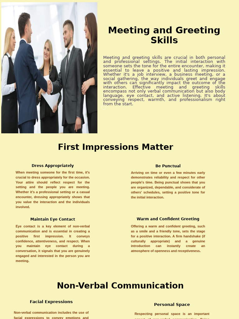 Meeting and Greeting Skills | PDF | Nonverbal Communication | Body Language