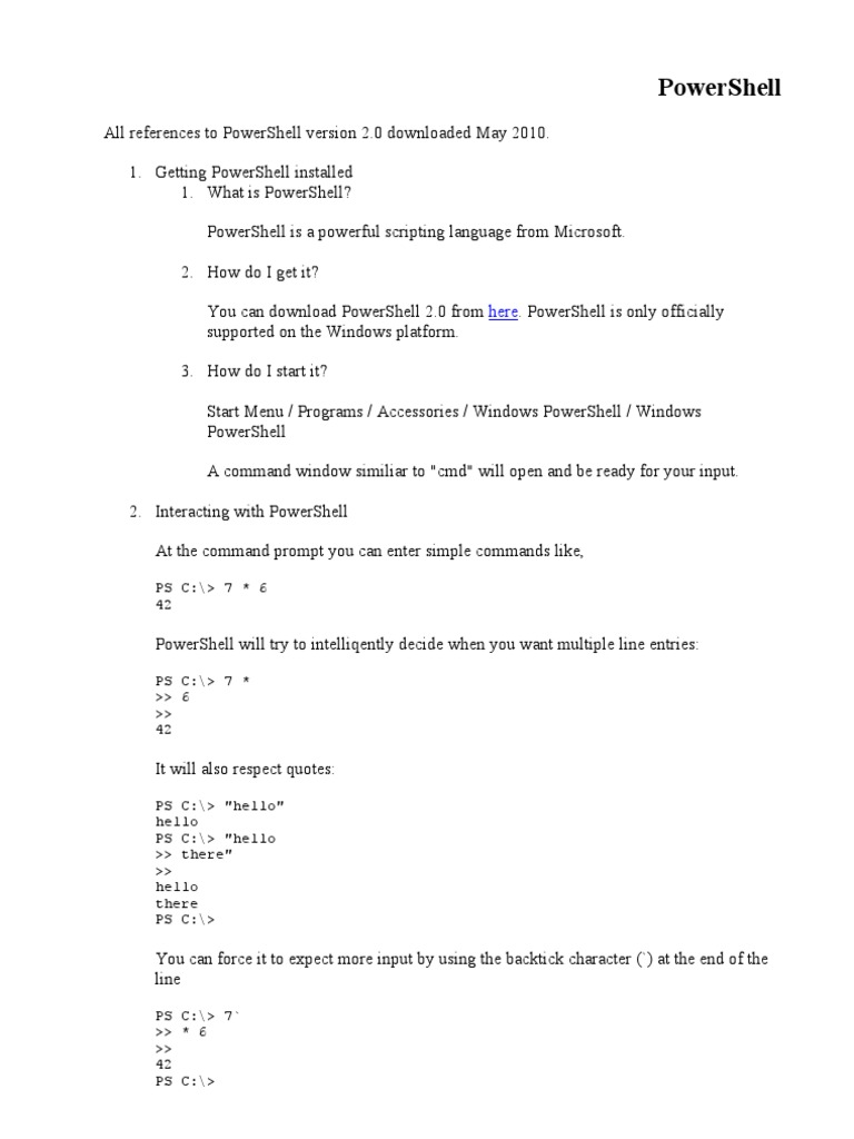 Power Shell Tutorial | PDF | Scope (Computer Science) | Parameter (Computer Programming)