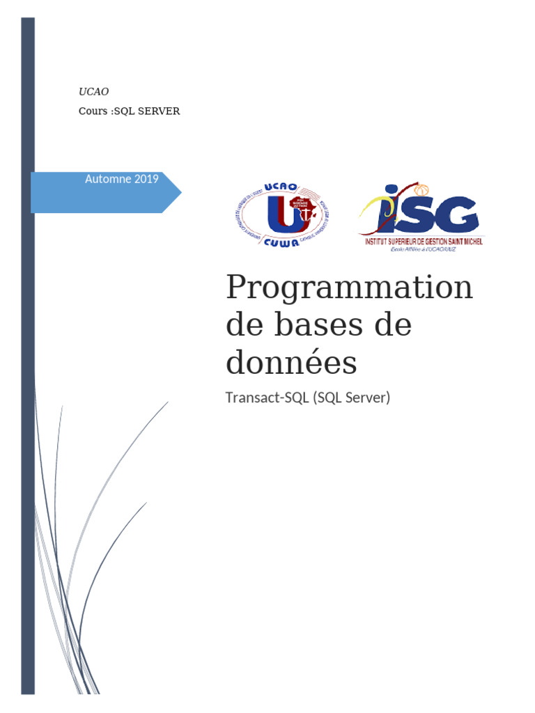 Introduction à Transact-SQL pour SQL Server | PDF | Microsoft SQL ...