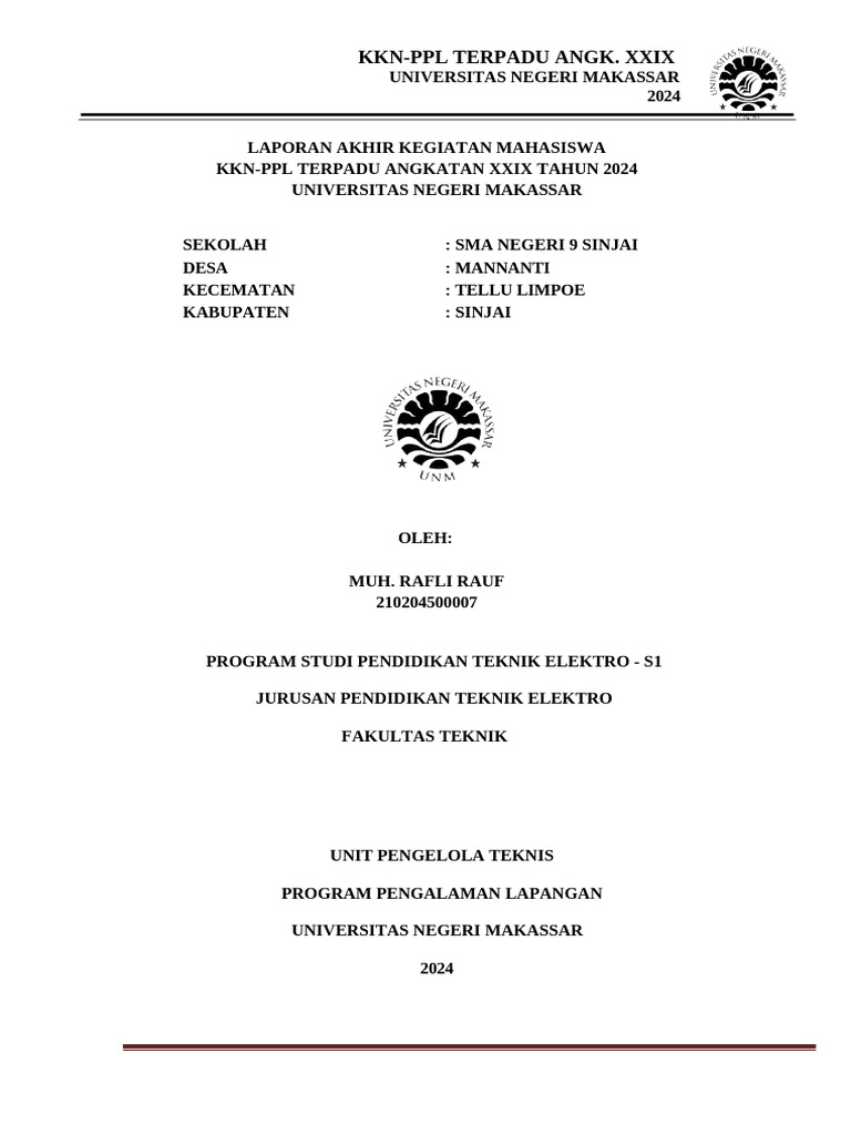 LAPORAN AKHIR KEGIATAN MAHASISWA MUH. RAFLI RAUF | PDF