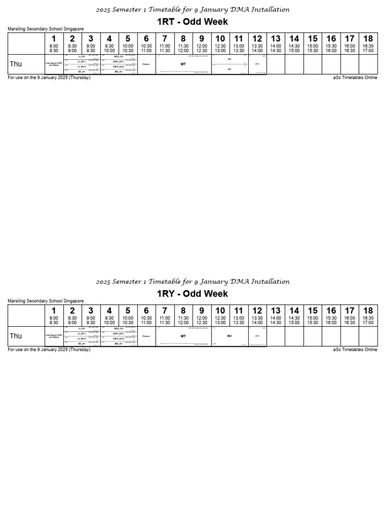 9 Jan Classes Timetable Changes For Sec 2 3 and 4 | PDF