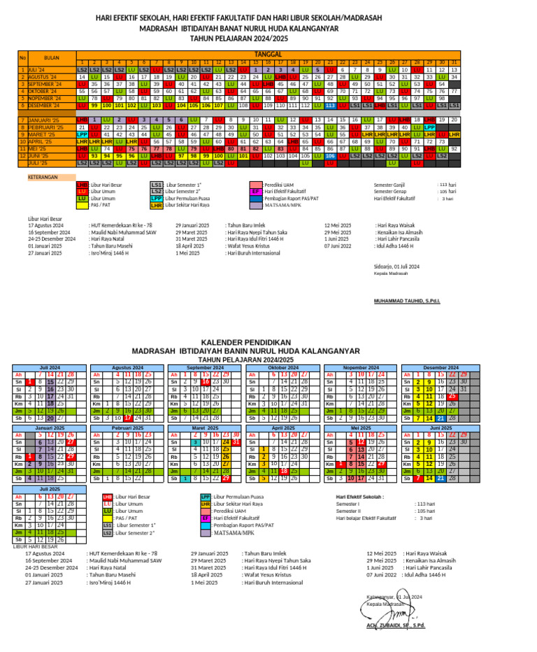 Kalender Pendidikan 2024-2025 Fix | PDF
