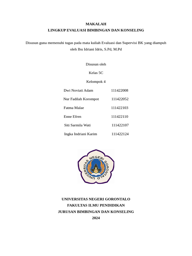 MAKALAH - Evaluasi Dan Supervisi BK - KEL-4 (5C) | PDF