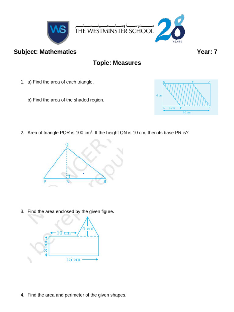 Year 7_Worksheet_Measures | PDF