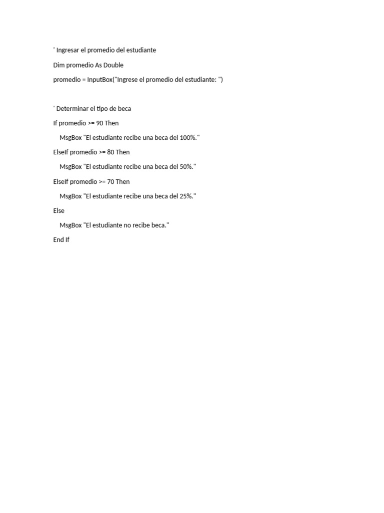 PROGRAMA - Ingresar El Promedio Del Estudiante | PDF