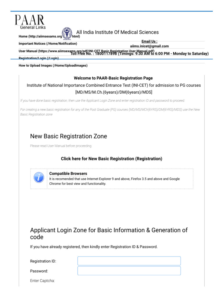 AIIMS Basic Registration Durga Prasad Hn | PDF