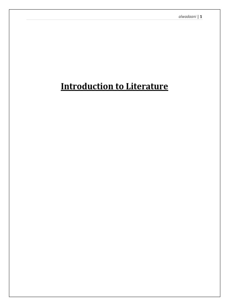 Understanding Literature: Definitions & Functions | PDF | English ...