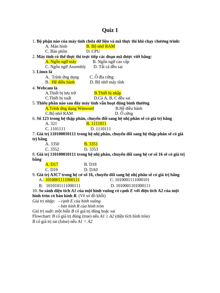 Quiz 1 - Solution | PDF