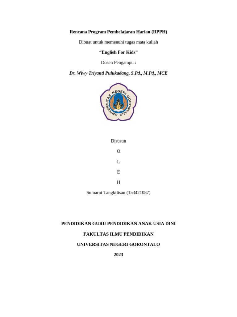 RPPH Sumarni Tangkilisan | PDF