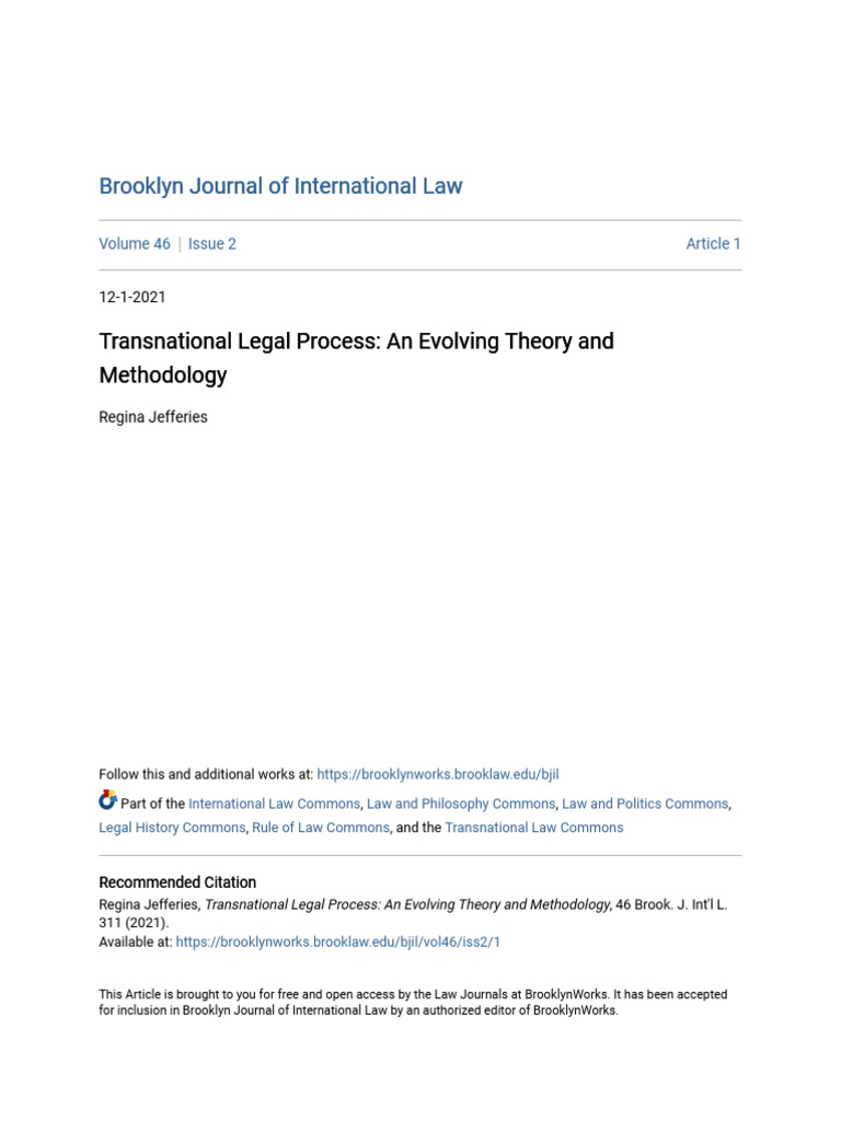Transnational Legal Process- An Evolving Theory and Methodology | PDF ...