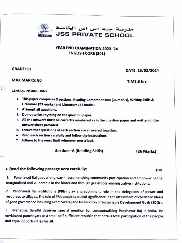 Grade 11 Final 2023-2024 | PDF