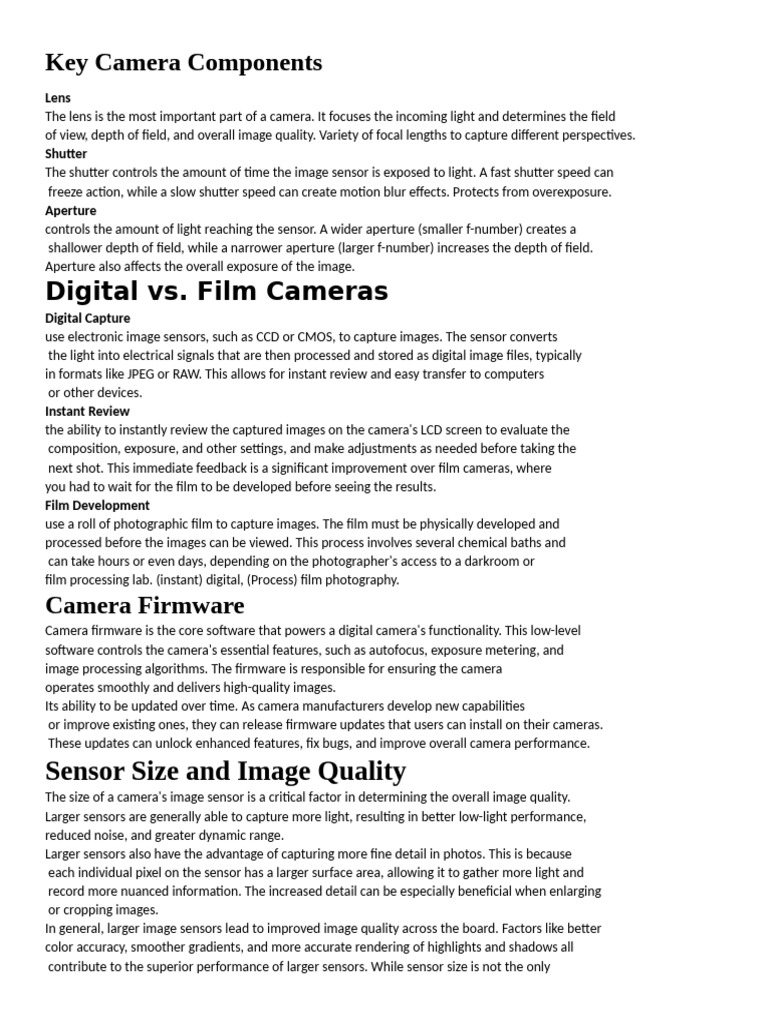 Essential Camera Components Explained | PDF | Camera | Zoom Lens