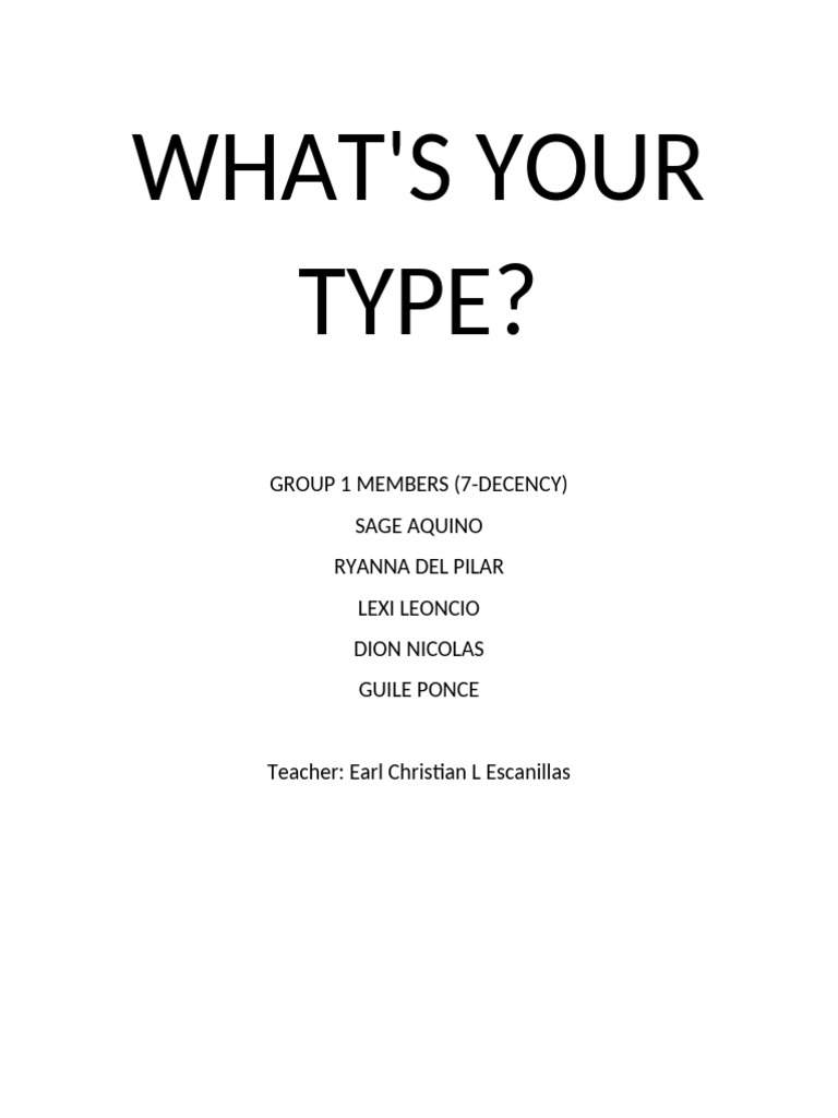 Whats Your Type | PDF | Statistics