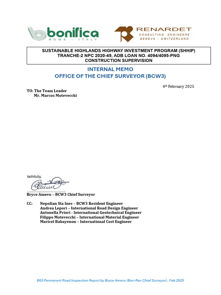 FIELD INSPECTION REPORT B63 (1) | PDF | Road