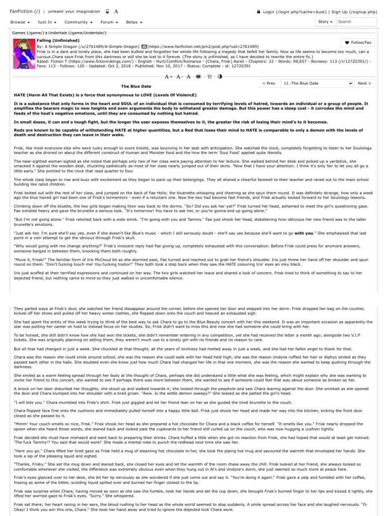 Falling (Unfinished) Chapter 11_ The Blue Date, an undertale fanfic _ FanFiction | PDF