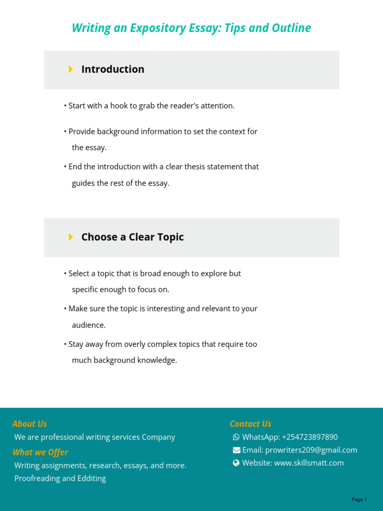 Writing An Expository Essay Tips and Outline | PDF | Essays | Writing