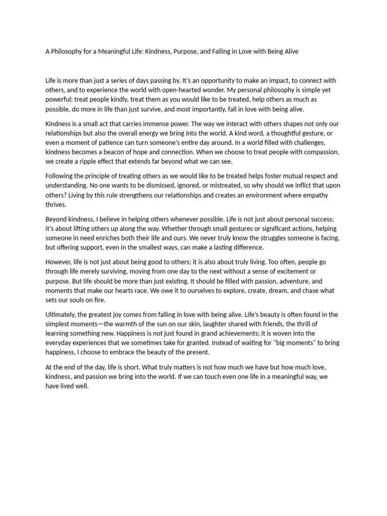 A Philosophy For A Meaningful Life | PDF | Love