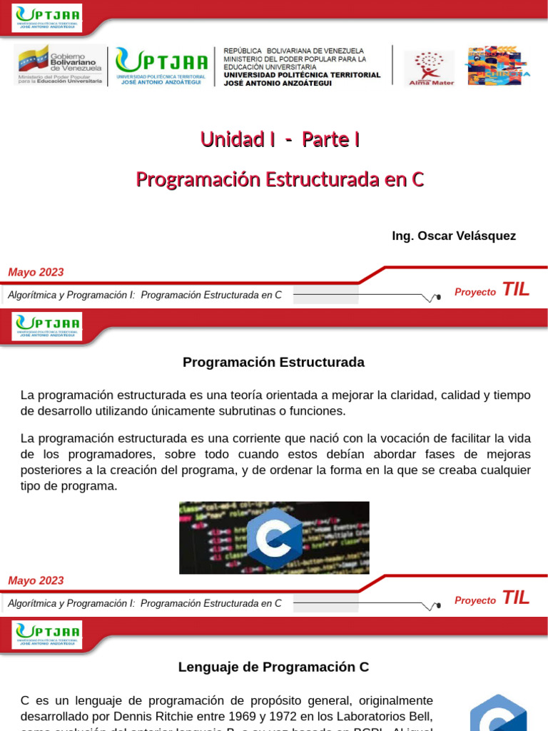 Programacion en C - Parte I 26May23 | PDF | C (lenguaje de programación) | Lenguaje de programación