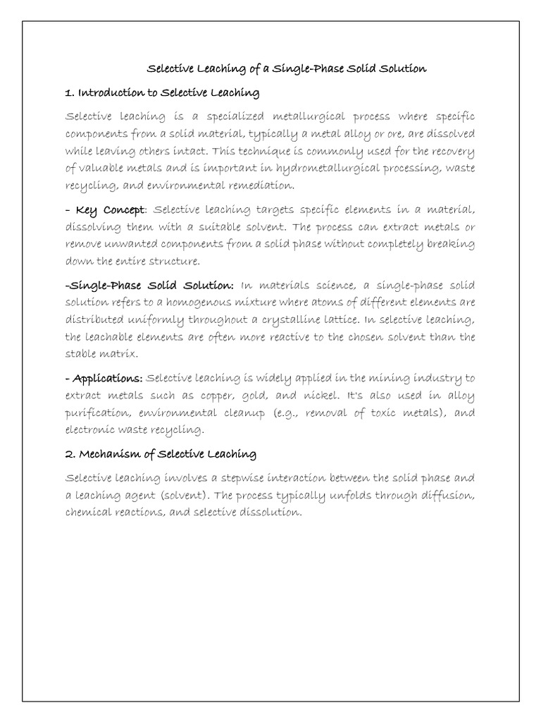 Selective Leaching of A Single | PDF | Sodium Hydroxide | Solid