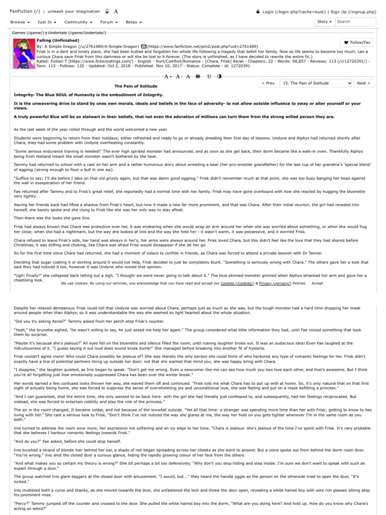 Falling (Unfinished) Chapter 15 - The Pain of Solitude, An Undertale ...