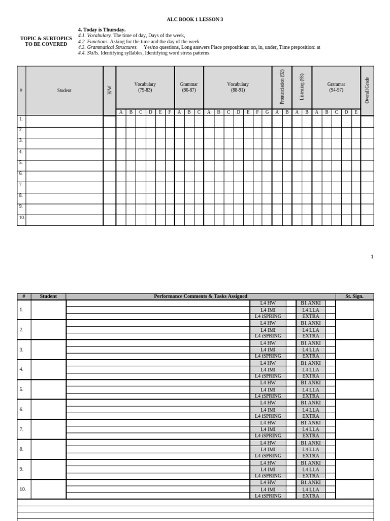 ALC_BOOK_1_LESSON_4 | PDF | Linguistics | Languages