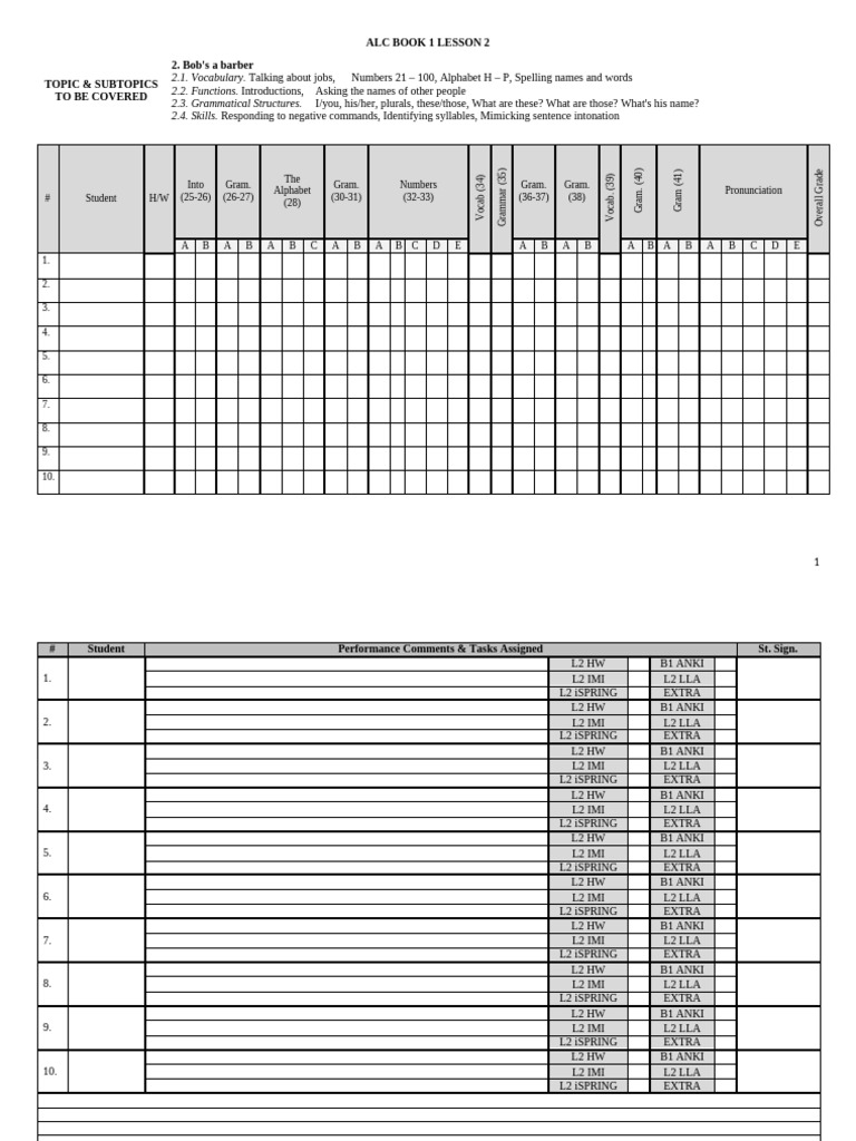 ALC_BOOK_1_LESSON_2 | PDF | Grammar | Languages