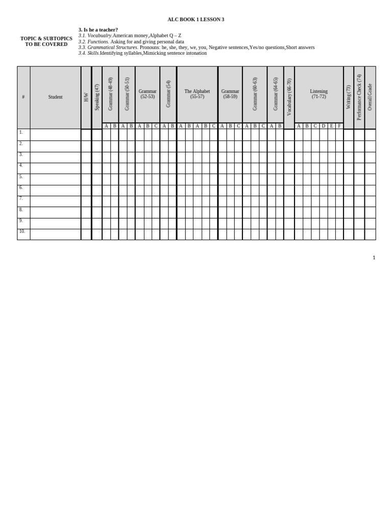 ALC_BOOK_1_LESSON_3 | PDF | Syntax | Languages ALC_BOOK_1_LESSON_3 | PDF | Syntax | Languages
