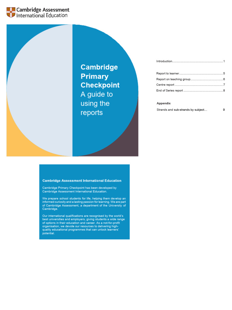 Cambridge Primary Checkpoint Report Guide | PDF | Curriculum | Learning