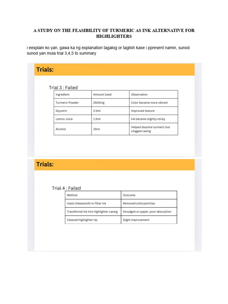 Turmeric as Highlighter Ink Alternative | PDF