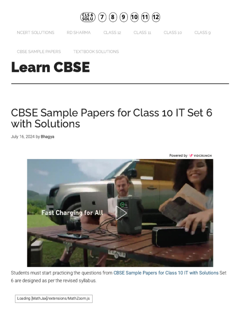 CBSE Class 10 IT Sample Paper Set 6 | PDF | Relational Database | Databases