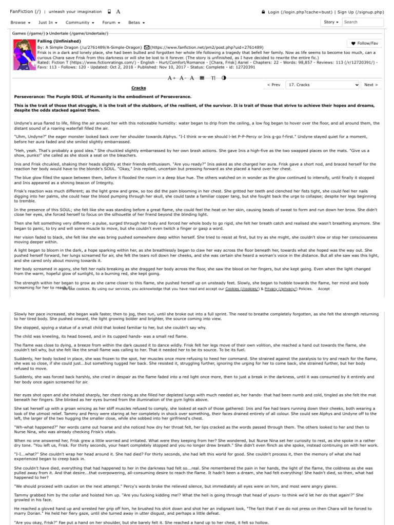 Falling (Unfinished) Chapter 17_ Cracks, an undertale fanfic _ FanFiction | PDF