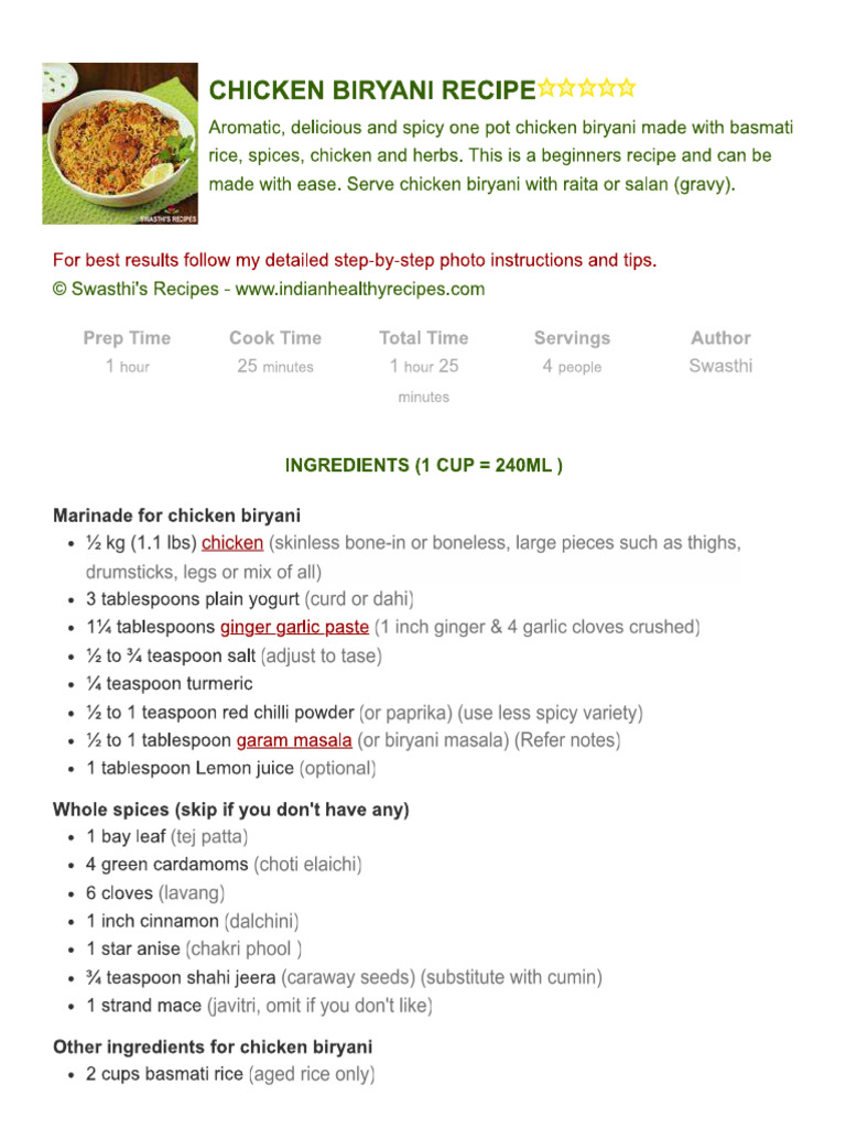 Chickn Biryani | PDF