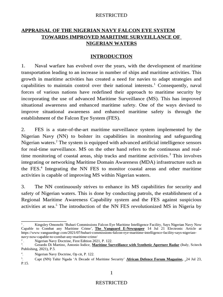 Appraisal of Nigerian Navy Falcon Eye System | PDF | Unmanned Aerial ...