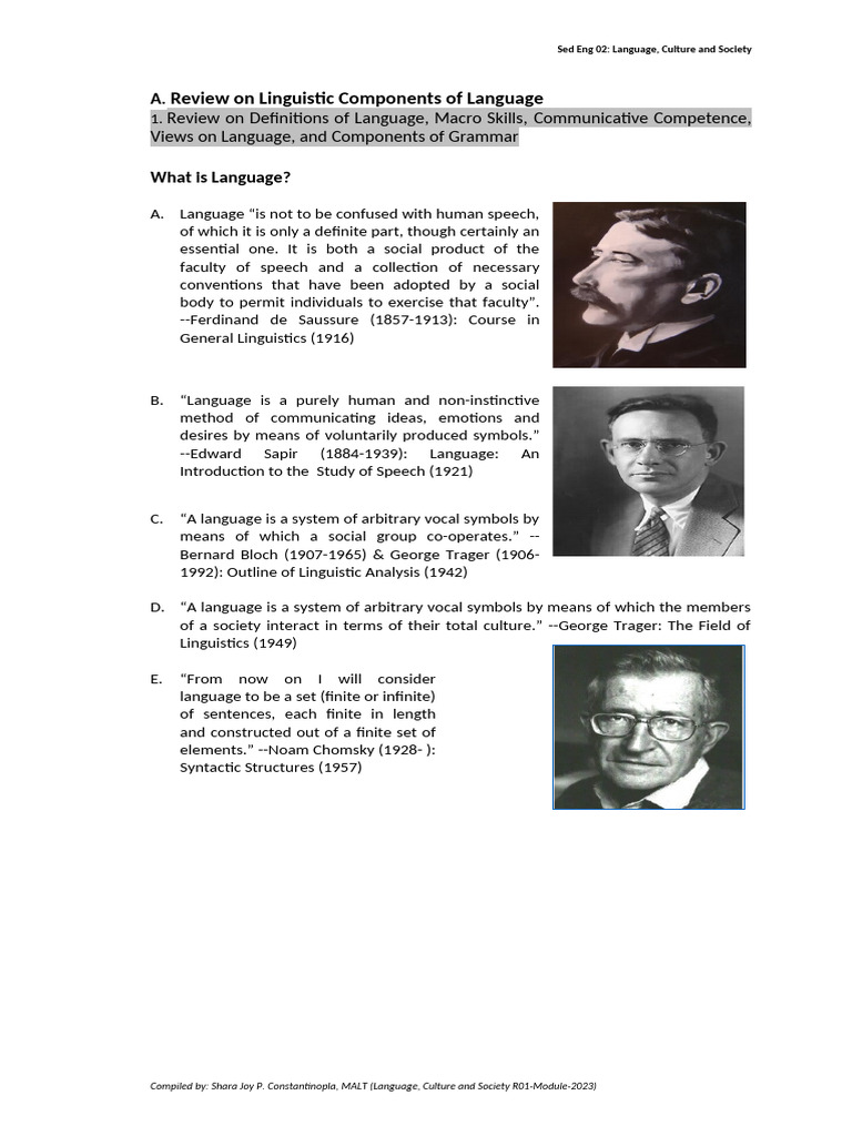 A. Review On Linguistic Components of Language | PDF | Linguistics ...