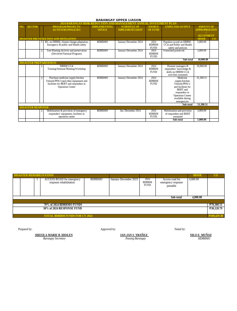 BDRRMO CY 2024 | PDF | Natural Environment | Environmental Impact