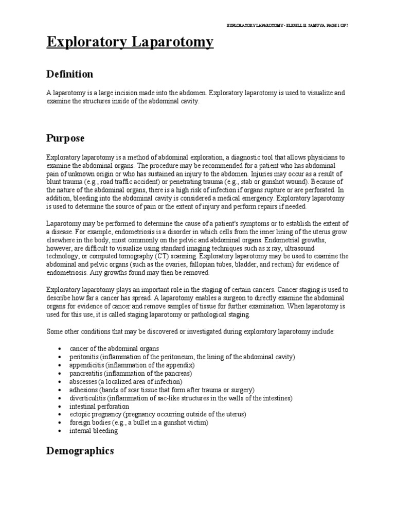 Exploratory Laparotomy | Surgery | Abdomen