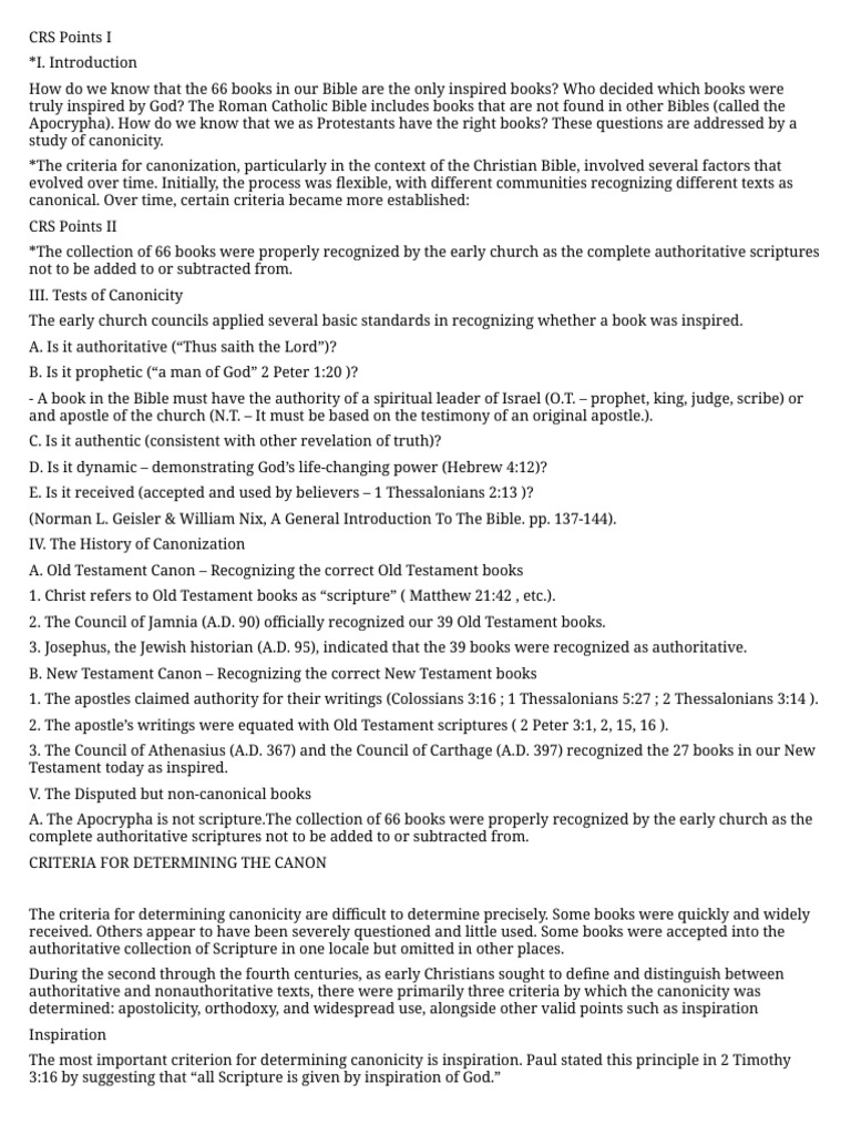 Criteria for Biblical Canonization | PDF | Biblical Canon | Old Testament